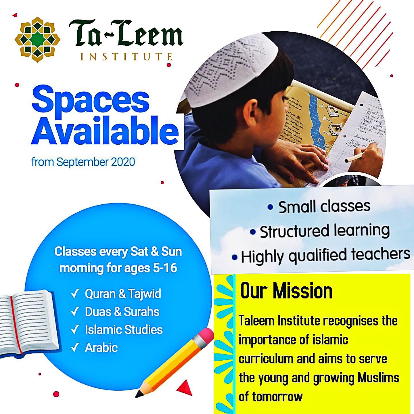 Taleem Institute- Re-opening soon Covid19- Sep2020 – Thurrock Muslim ...