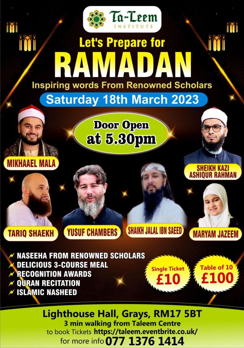 RAMADAN FAMILY DINNER EVENT 18 MARCH 2023 IN GRAYS/THURROCK/ESSEX ...